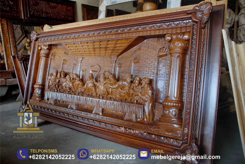 Jual Relief Perjamuan Kudus, Ukiran Relief Perjamuan Kudus Kayu Jati