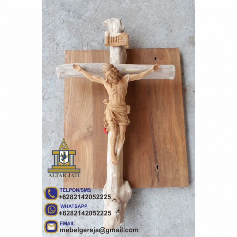 Jual Patung Salib Yesus, Salib Yesus Kayu Jati, Furniture Interior Gereja