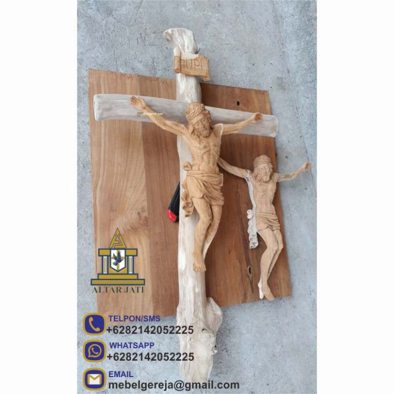 Jual Patung Salib Yesus, Salib Yesus Kayu Jati, Furniture Interior Gereja