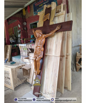 Jual Salib Yesus Kayu Jati Besar, Salib Katolik Kayu Jati Besar