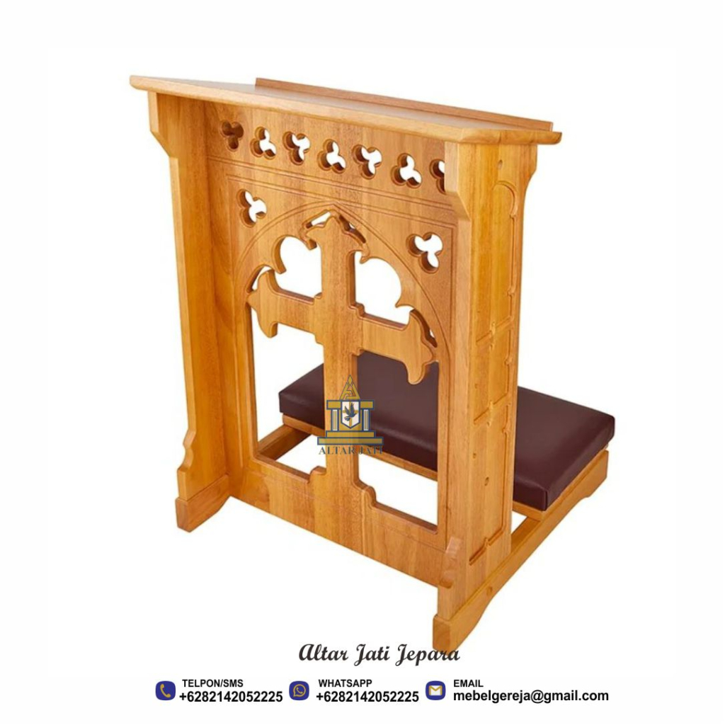Tempat Berlutut Jati Motif Salib, Tempat Berlutut Pernikahan Kayu