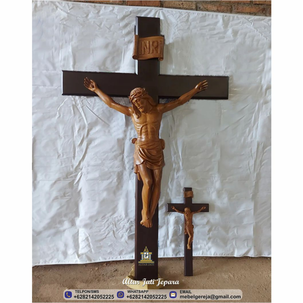 Jual Salib Yesus, Salib Katolik Kayu Jati, Patung Salib Yesus Kayu Jati